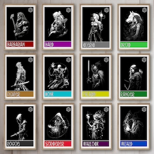 Dnd Character Class Bundle 2, Set of 12 Classes, Fantasy Gallery Wall ...
