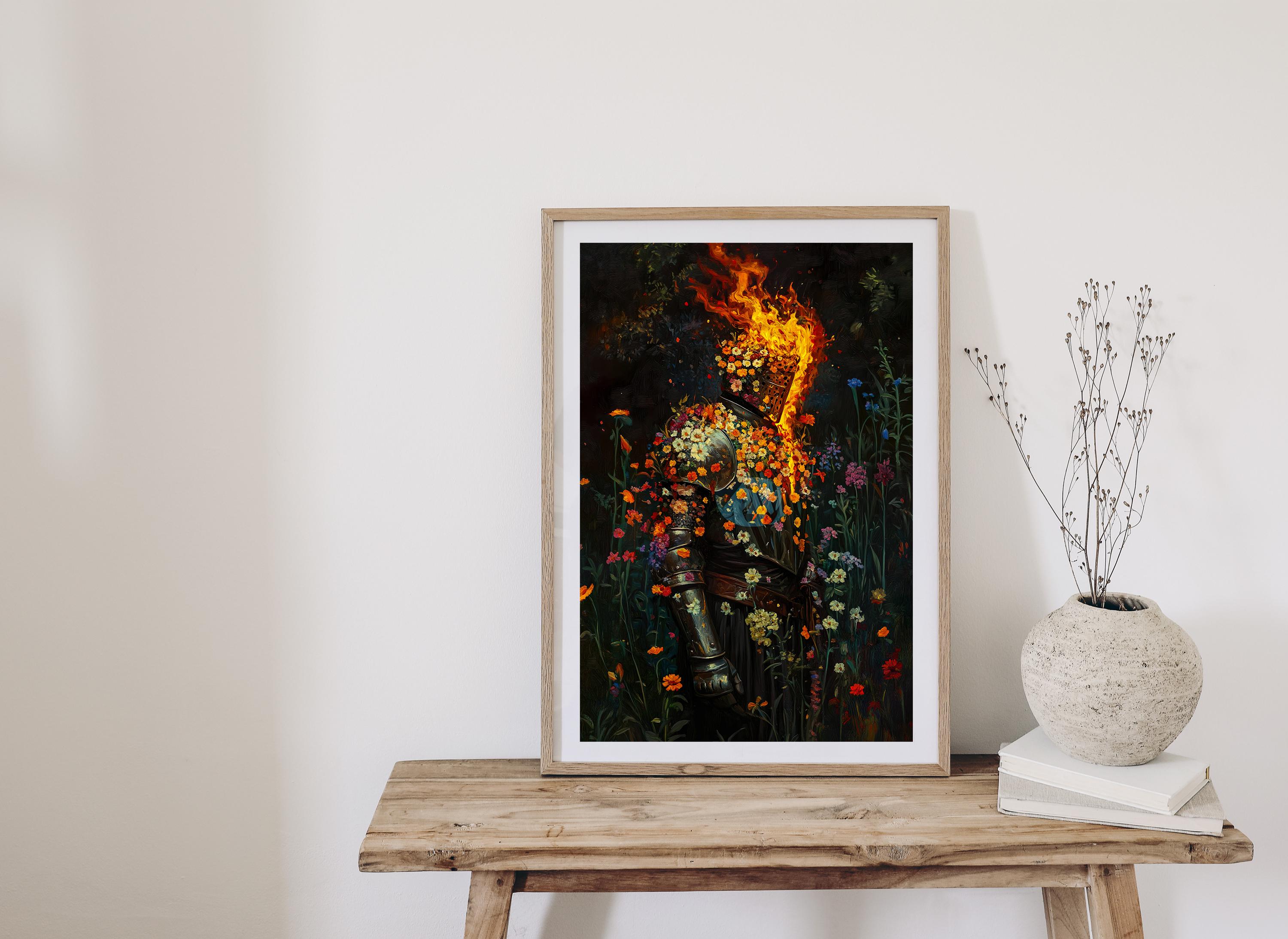 Emberbound Bloom Medieval Knight Fantasy Art Mythical Decor Magical ...