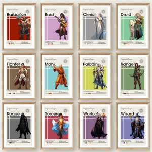 Dnd Character Class Bundle, Set of 12 Classes, Fantasy Gallery Wall ...