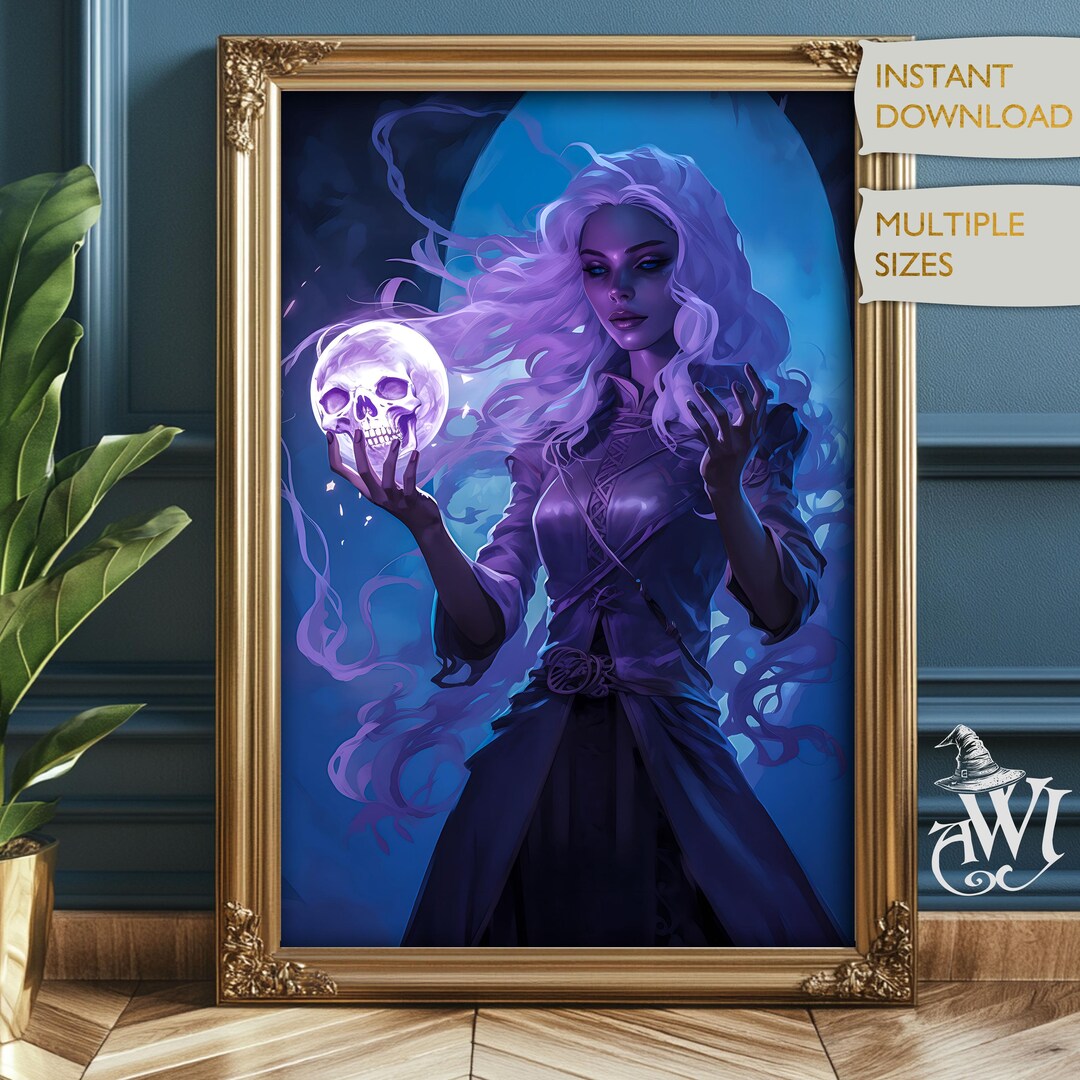 Beautiful Warlock Fantasy Art Character Portrait Vintage Oil Painting ...