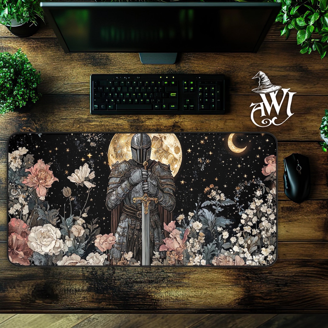 Medieval Fantasy Warrior Knight Desk Mat Tapestry Style Mousepad ...