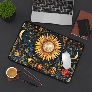 Celestial Sun and Moon Desk Mat Tapestry Style Desk Mat Mythical ...