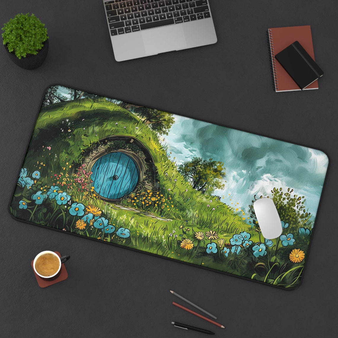 Hobbit Hole Desk Mat, Lord of the Rings Mousepad, the Shire Mouse Pad ...