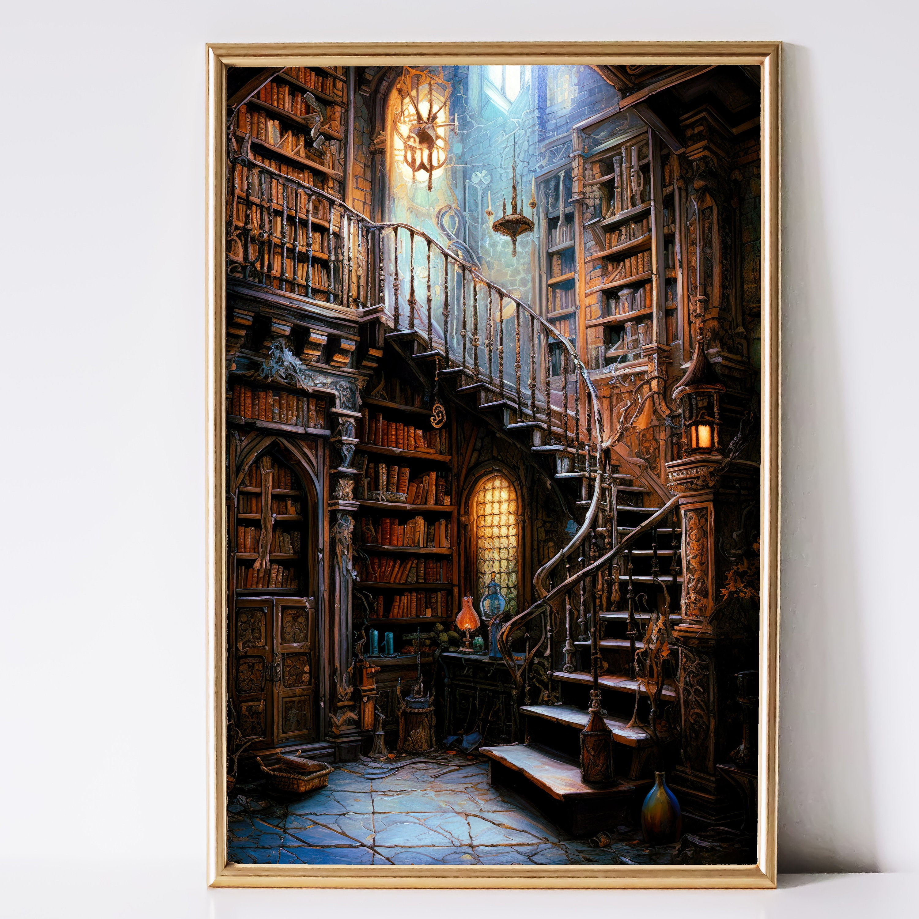 Fantasy Library Art Books and Reading Art Fantasy Art - Etsy