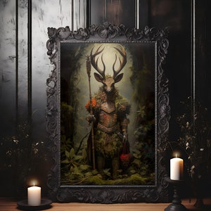 Stag Spirit Warrior Druid Fantasy Art Mythical Animal Wall Art ...
