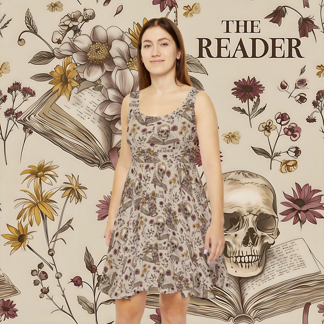 The Reader Women's Skater Dress, Whimsical Boho Feminism Dress, Earthy ...
