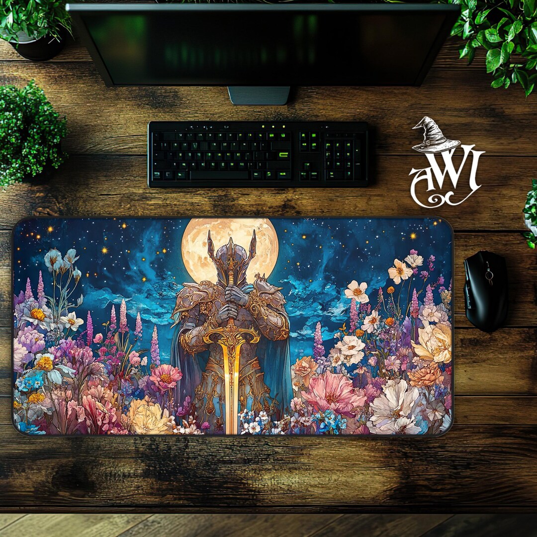 Medieval Fantasy Warrior Knight Desk Mat Tapestry Style Mousepad ...