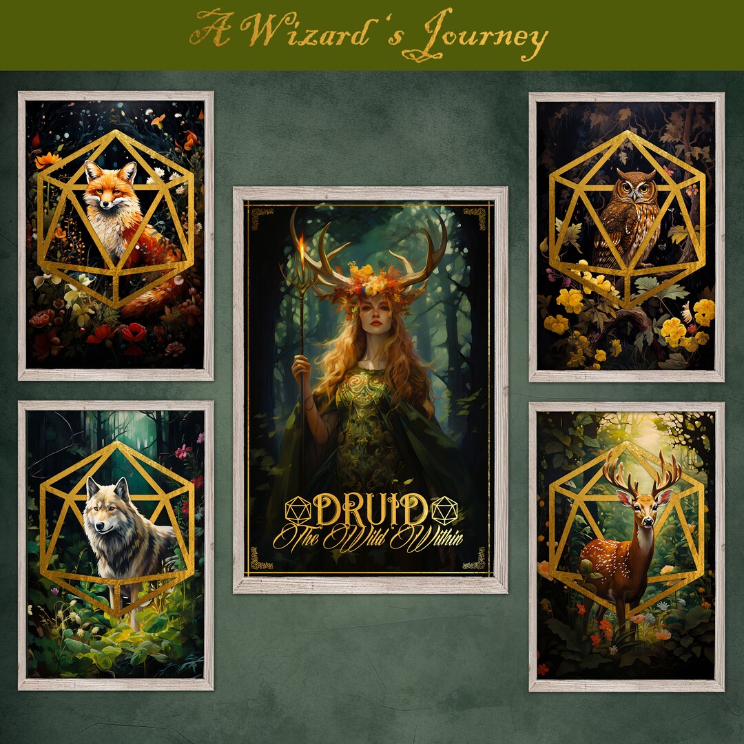 Dnd Druid Artwork Bundle, Set of 5, Abstract Fantasy Gallery Wall ...
