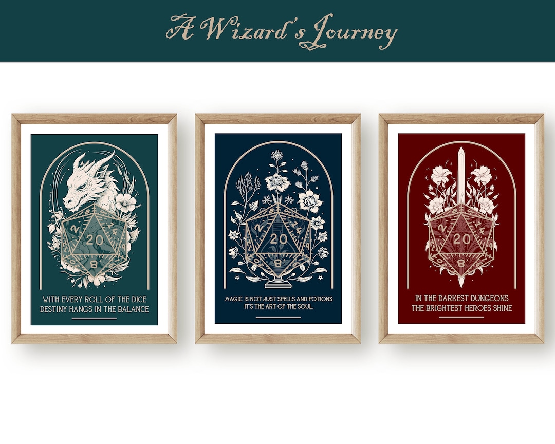 Dnd Artwork Bundle, Set of 3, Minimal Fantasy Gallery Wall, Gaming Room ...