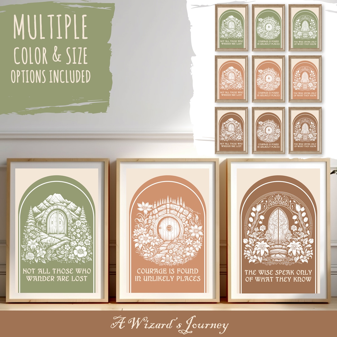 Tolkien Inspired Set of 3 Bundle, Minimal Fantasy Gallery Wall, Gaming ...