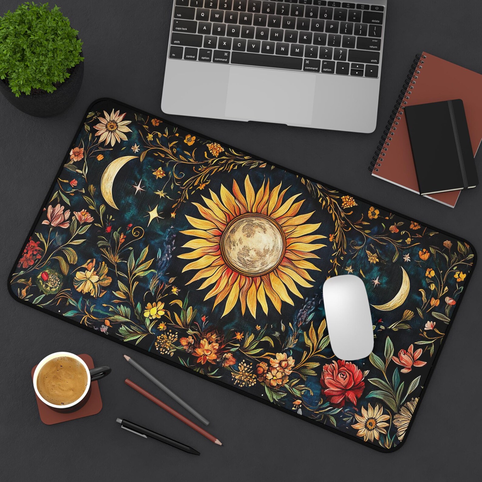 Celestial Sun and Moon Desk Mat Tapestry Style Desk Mat Mythical ...