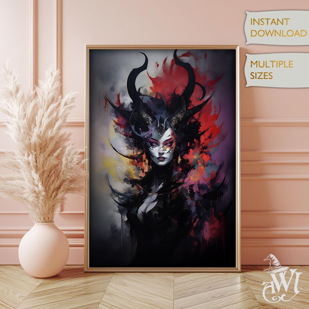 Moody Warlock Fantasy Art Character Portrait Vintage Oil Painting Print ...