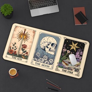 Tarot Cards Desk Mat, the Sun the Moon the Star, Earthy Boho Mouse Pad ...