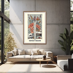 The Fantasy Reader Tarot Card Print, Bookish Artwork, Earthy Boho Set ...