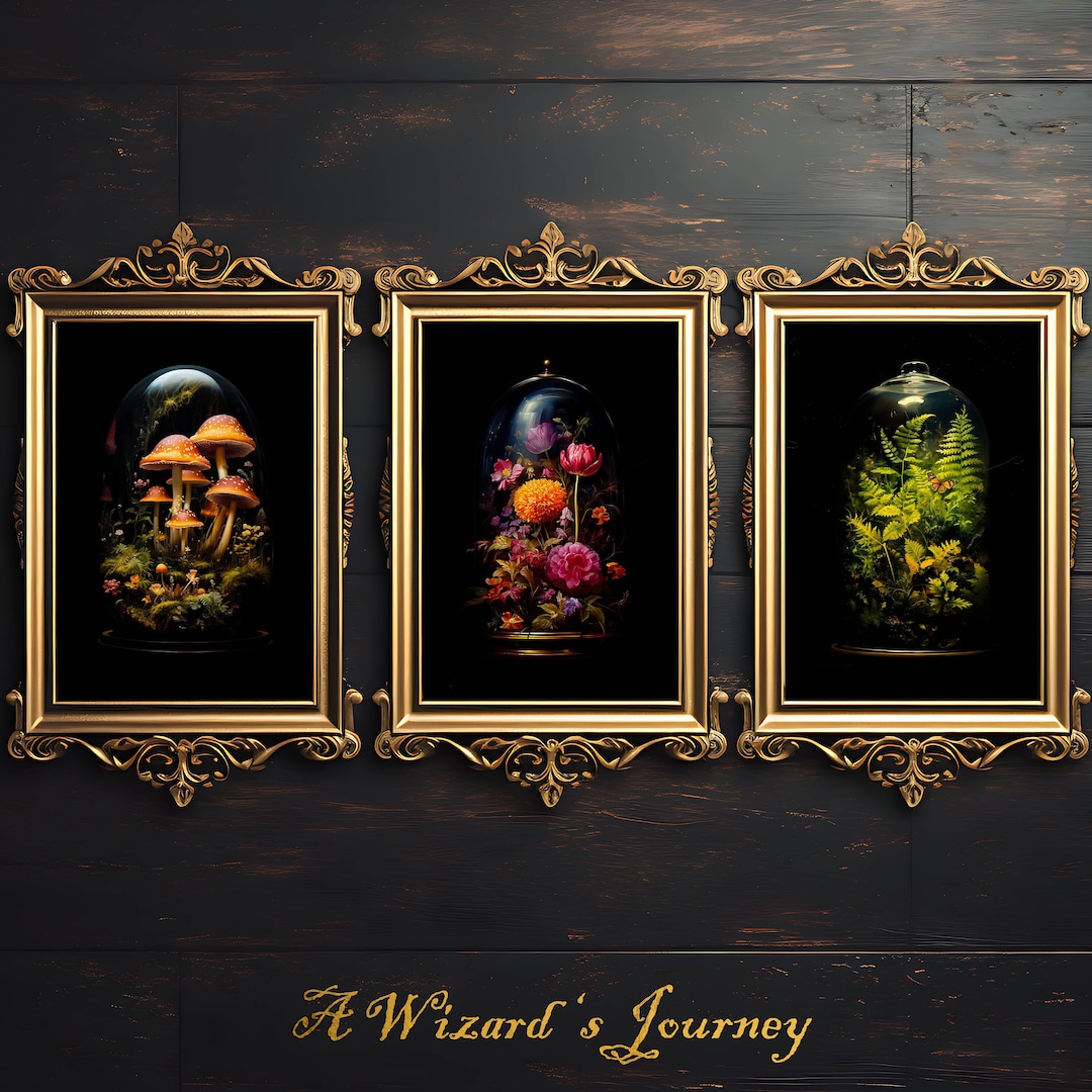 Dark Botanical Terrarium Bundle | Set of 3 Moody Boho, Floral ...