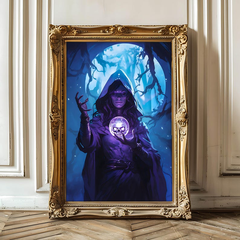 Beautiful Warlock Fantasy Art Character Portrait Vintage Oil Painting ...