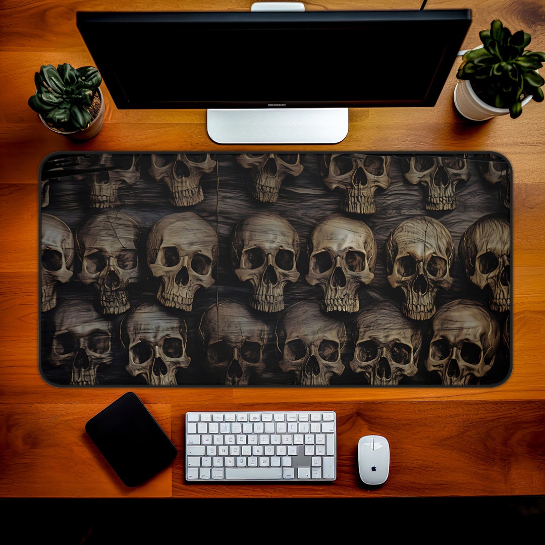 Dark Wooden Skulls Desk Mat, DND Mousepad, Bookish Mouse Pad, Fantasy ...