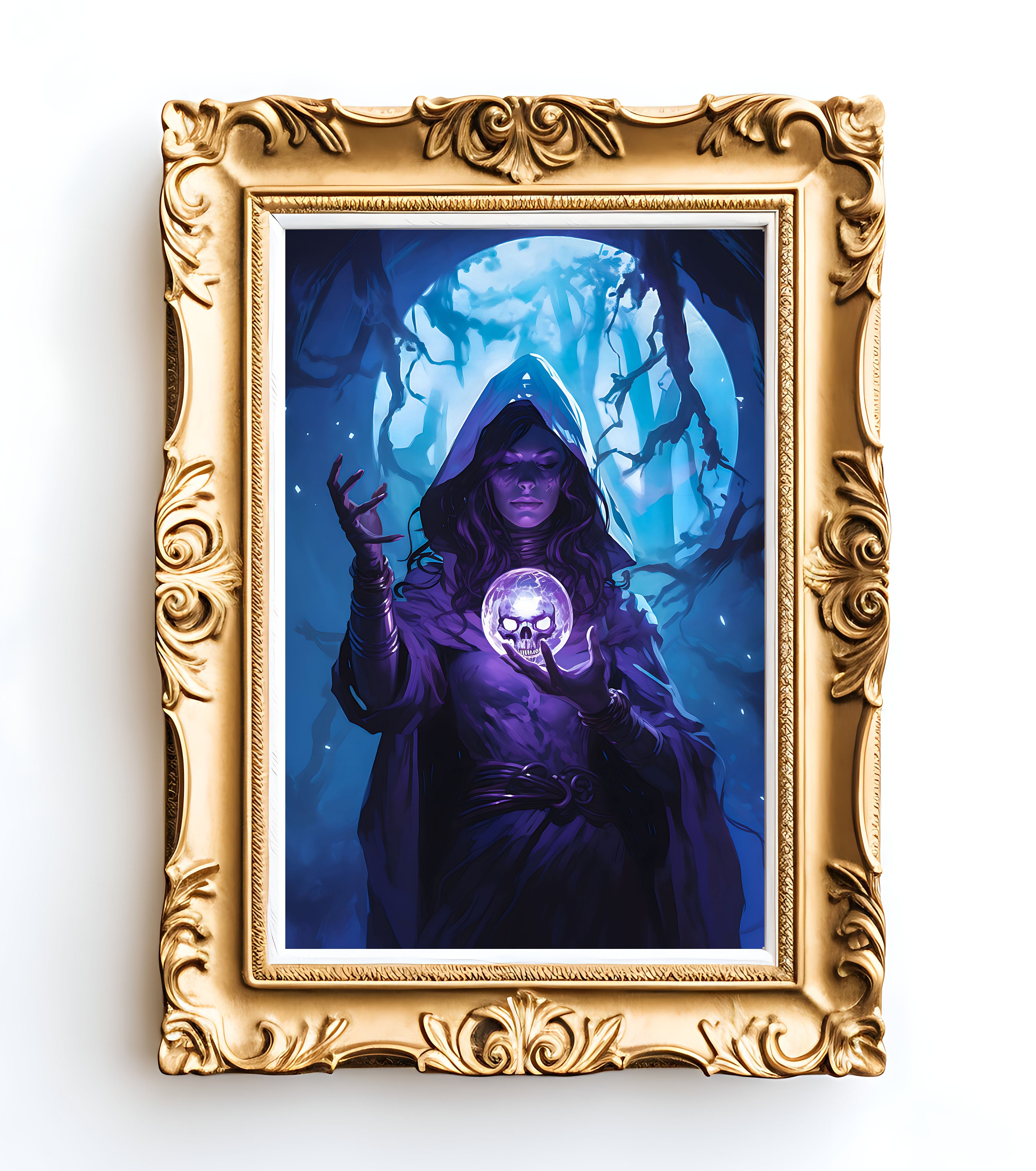 Beautiful Warlock Fantasy Art Character Portrait Vintage Oil Painting ...