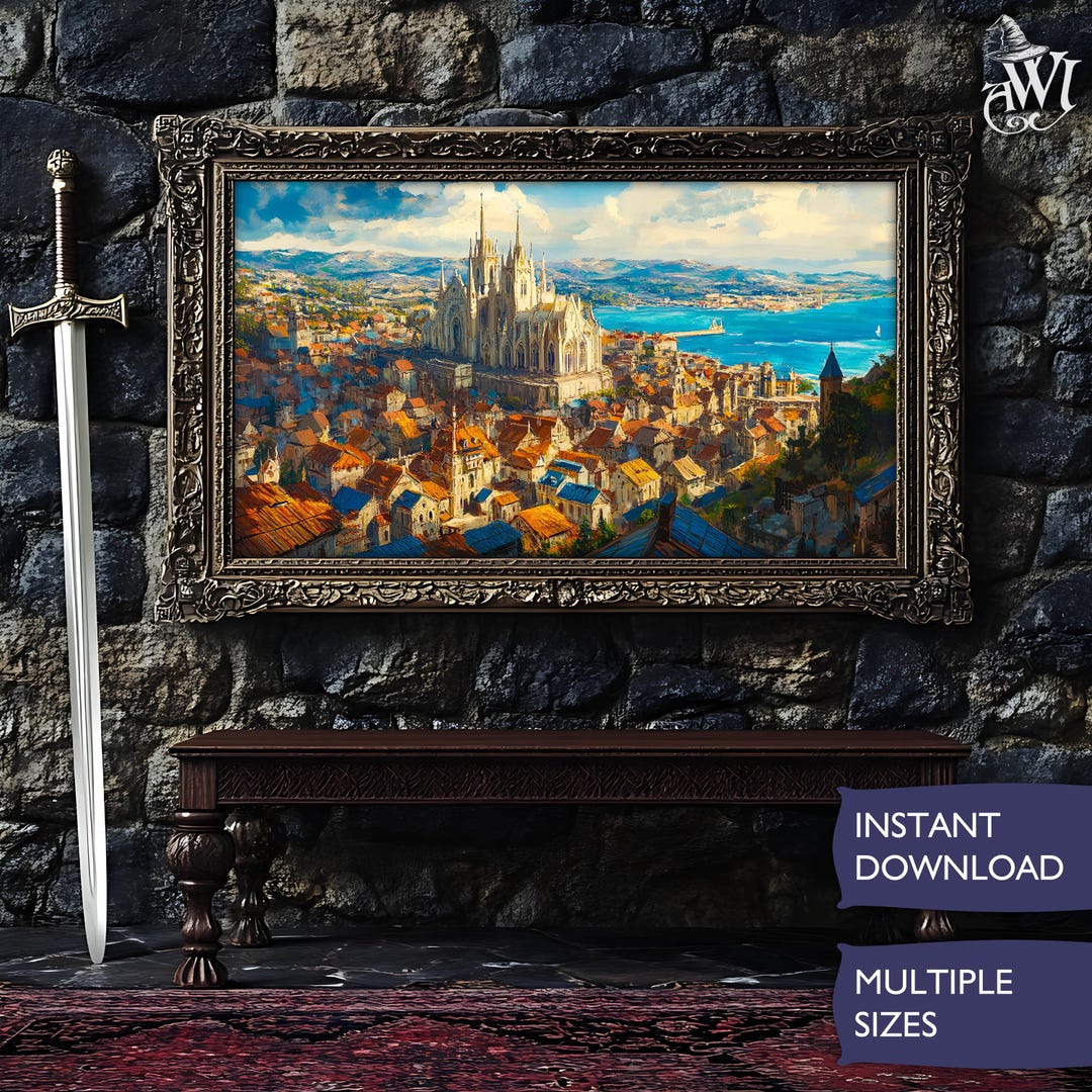 Stormwind City Large Horizontal Vintage Fantasy Wall Art Magical ...