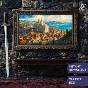 Stormwind City Large Horizontal Vintage Fantasy Wall Art Magical ...