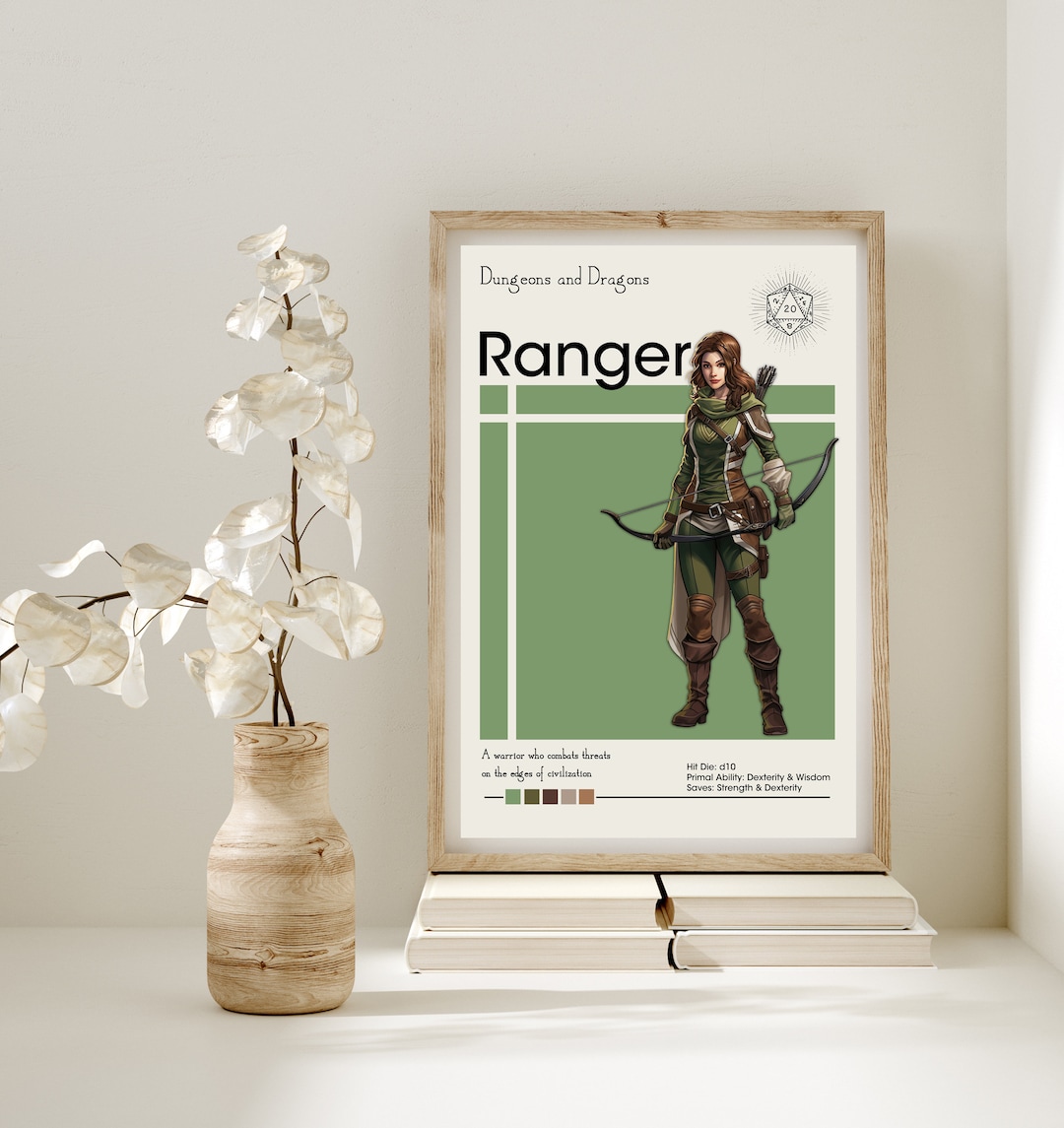 Ranger Dnd Character Artwork, Minimal Fantasy Gallery Wall, Gaming Room ...