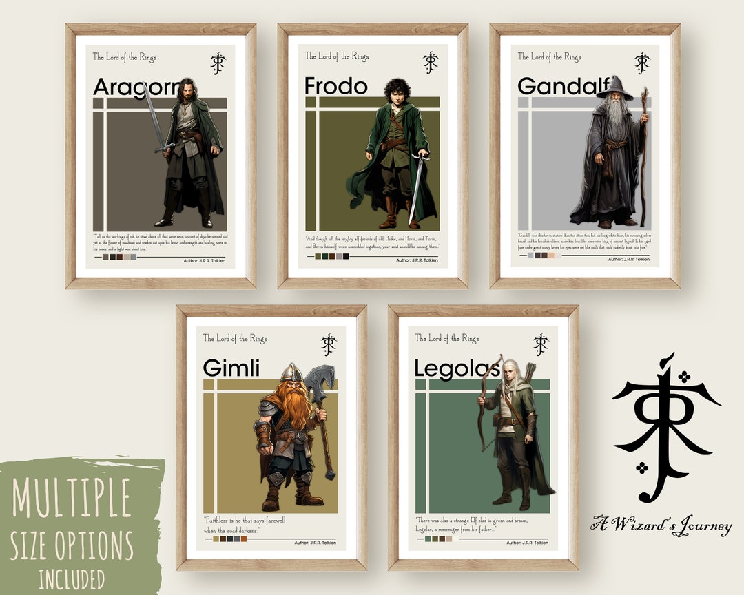 Tolkien Inspired Set of 5 Bundle, Minimal Fantasy Gallery Wall, Gaming ...