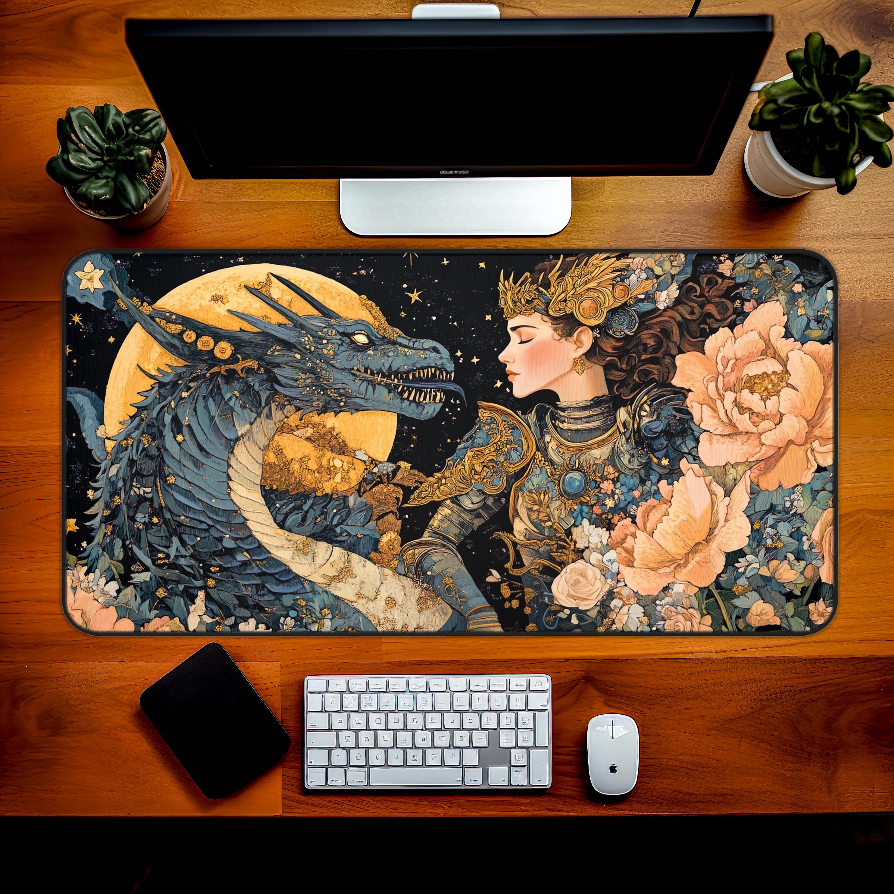 Female Medieval Knight Tapestry Style Desk Mat Mythical Celestial ...