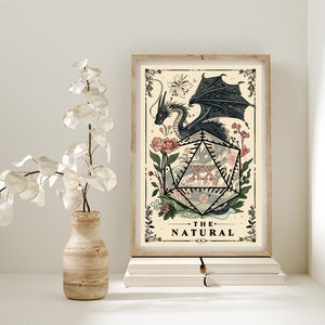 The Natural D20 Tarot Card Print, DND Dice Art, Earthy Boho Set ...