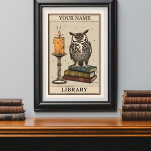 Custom Library Name Art, Bookshelf Artwork, Sign Personalized Name ...