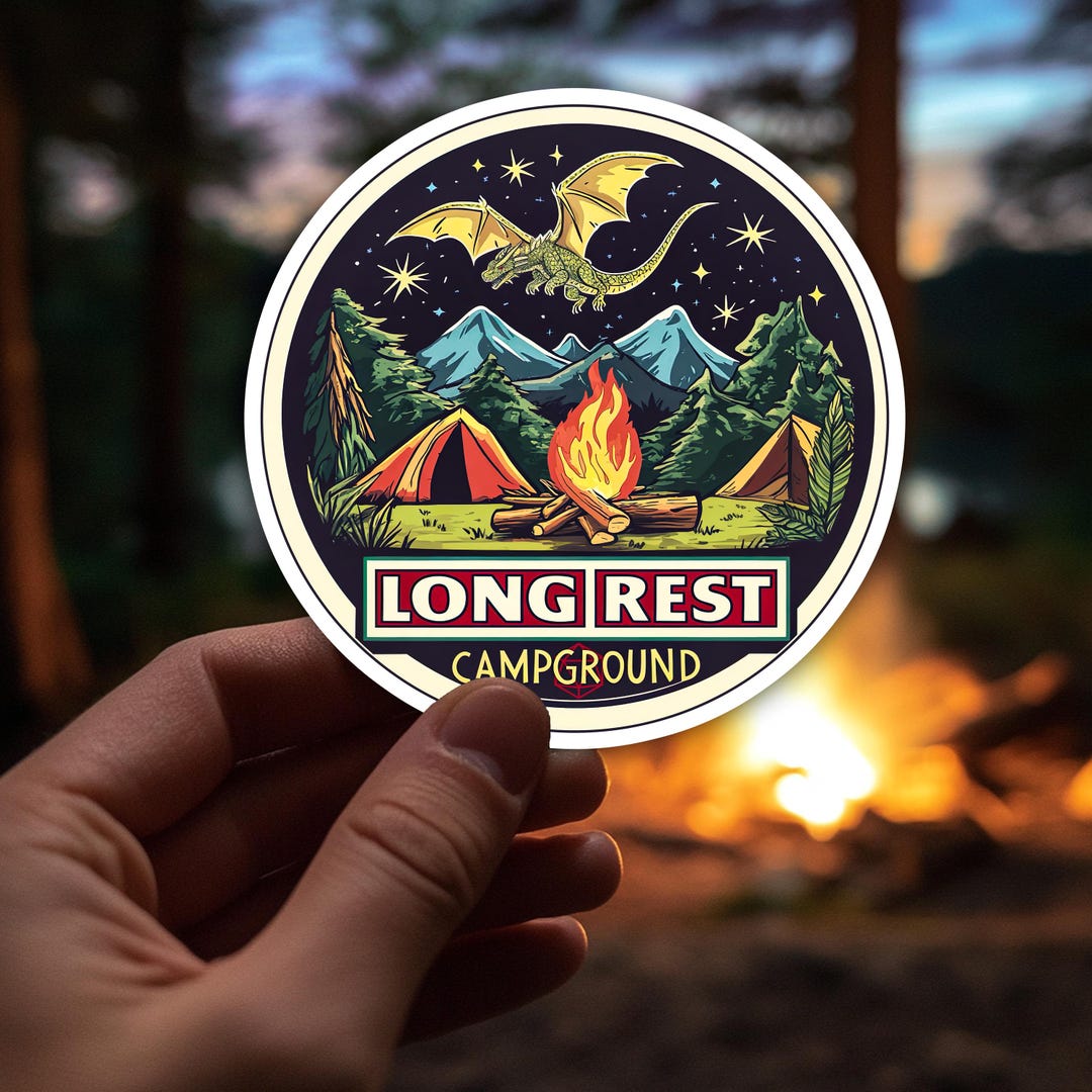Long Rest Campground Sticker Waterproof Vinyl Sticker Dungeons and ...