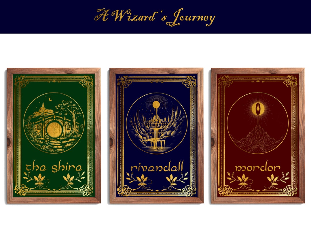 Tolkien Inspired Set of 3 Bundle, Minimal Fantasy Gallery Wall, LOTR ...