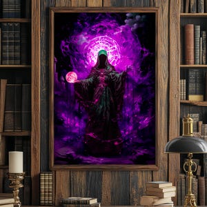 Powerful Warlock Fantasy Art Character Portrait Vintage Oil Painting ...