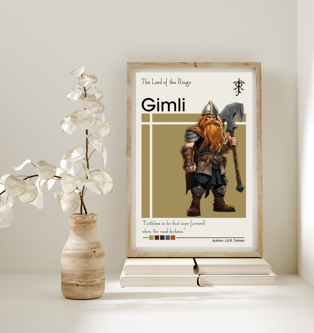 Gimli Character and Quote Art, Tolkien Inspired Art, Books and Reading ...