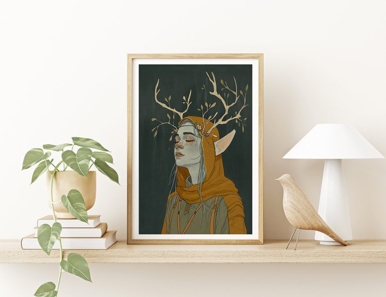 Druid Portrait, Fantasy Art, Printable Wall Art Abstract Boho Art Print ...