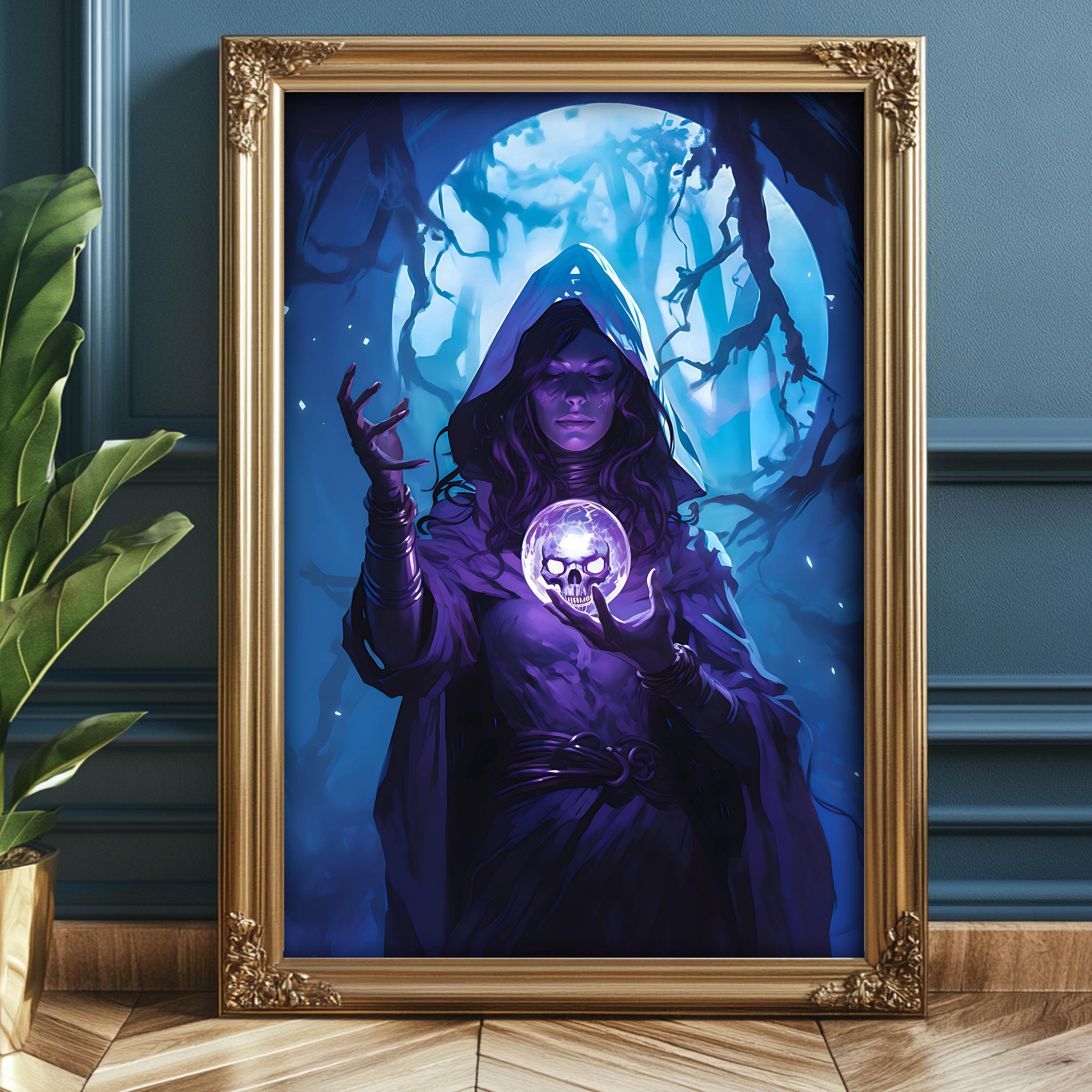 Beautiful Warlock Fantasy Art Character Portrait Vintage Oil Painting ...