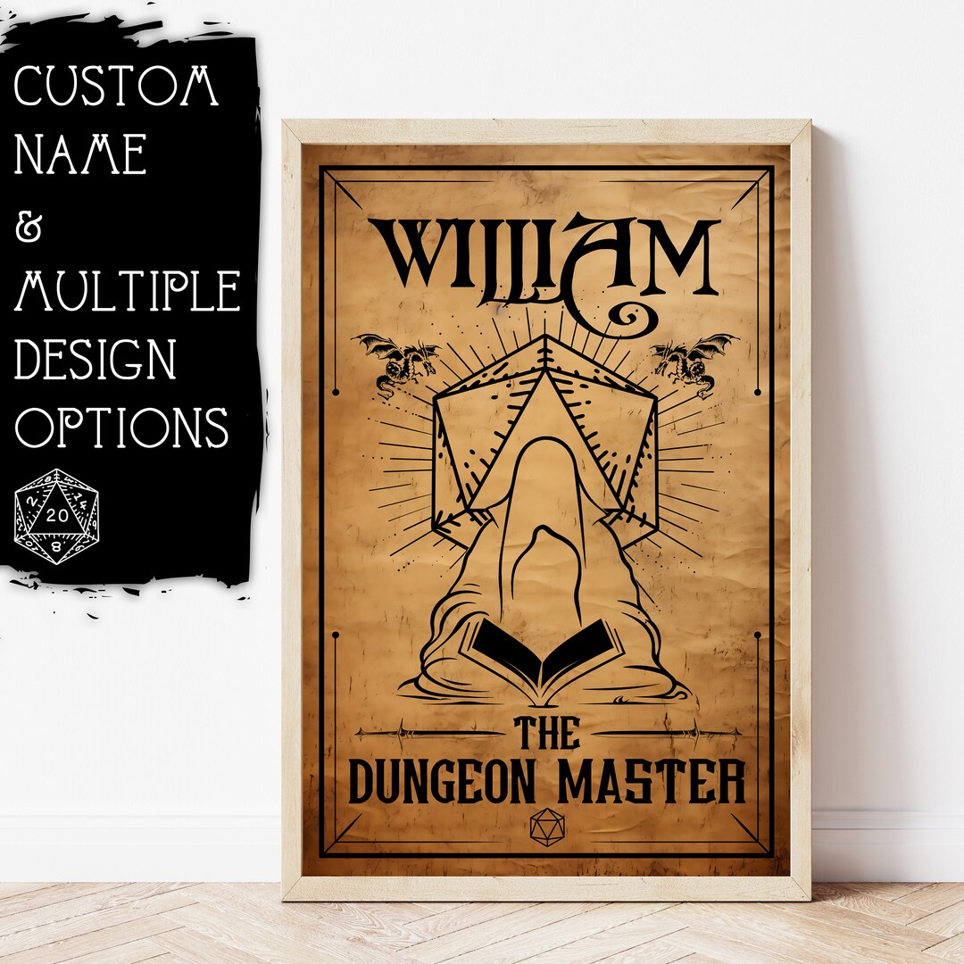 Custom Name Dungeon Master Wall Art, Minimal Fantasy Gallery Wall ...