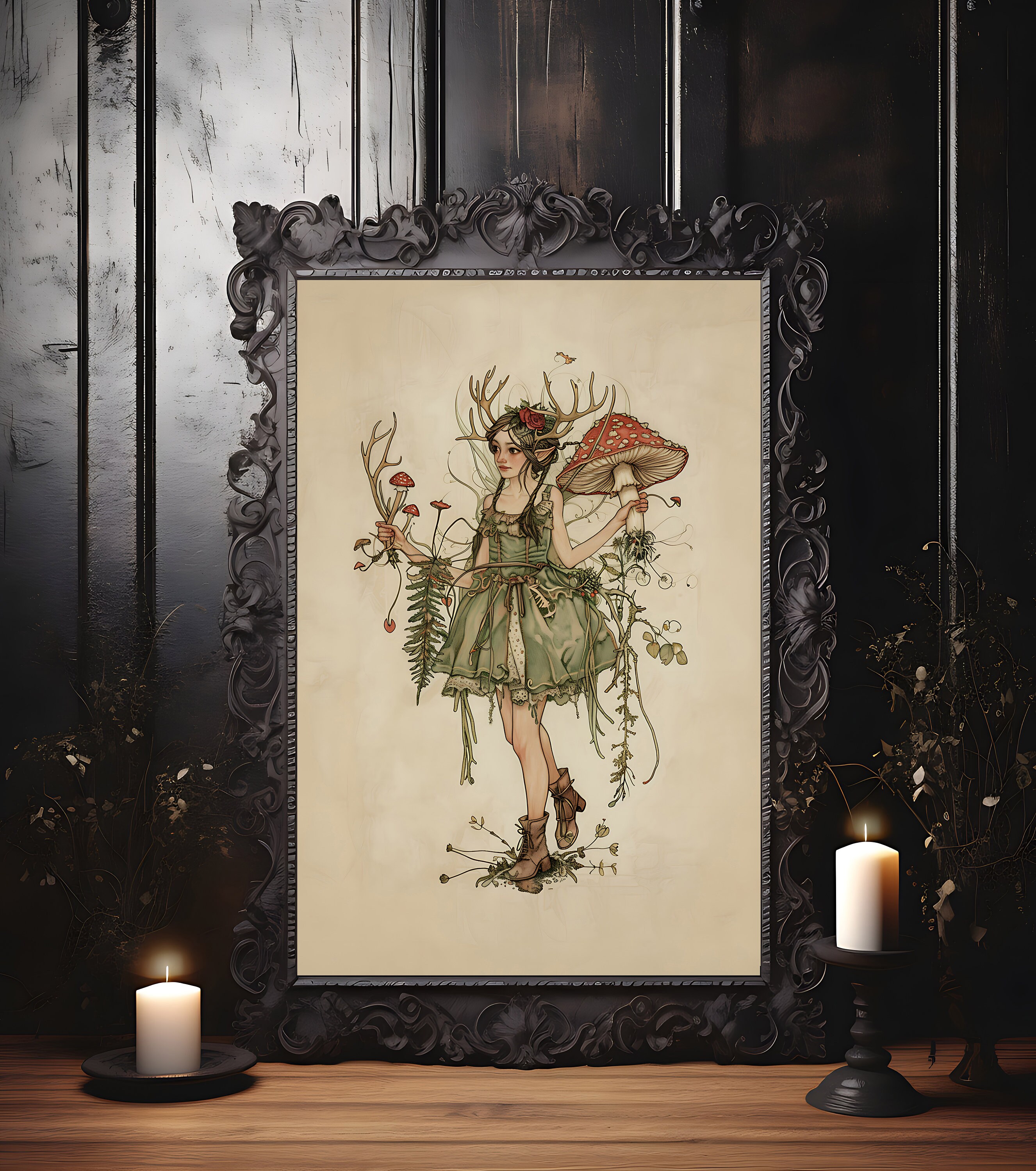 Celestial Earth Fairy Print Earthy Boho Celestial Poster Vintage Moon ...