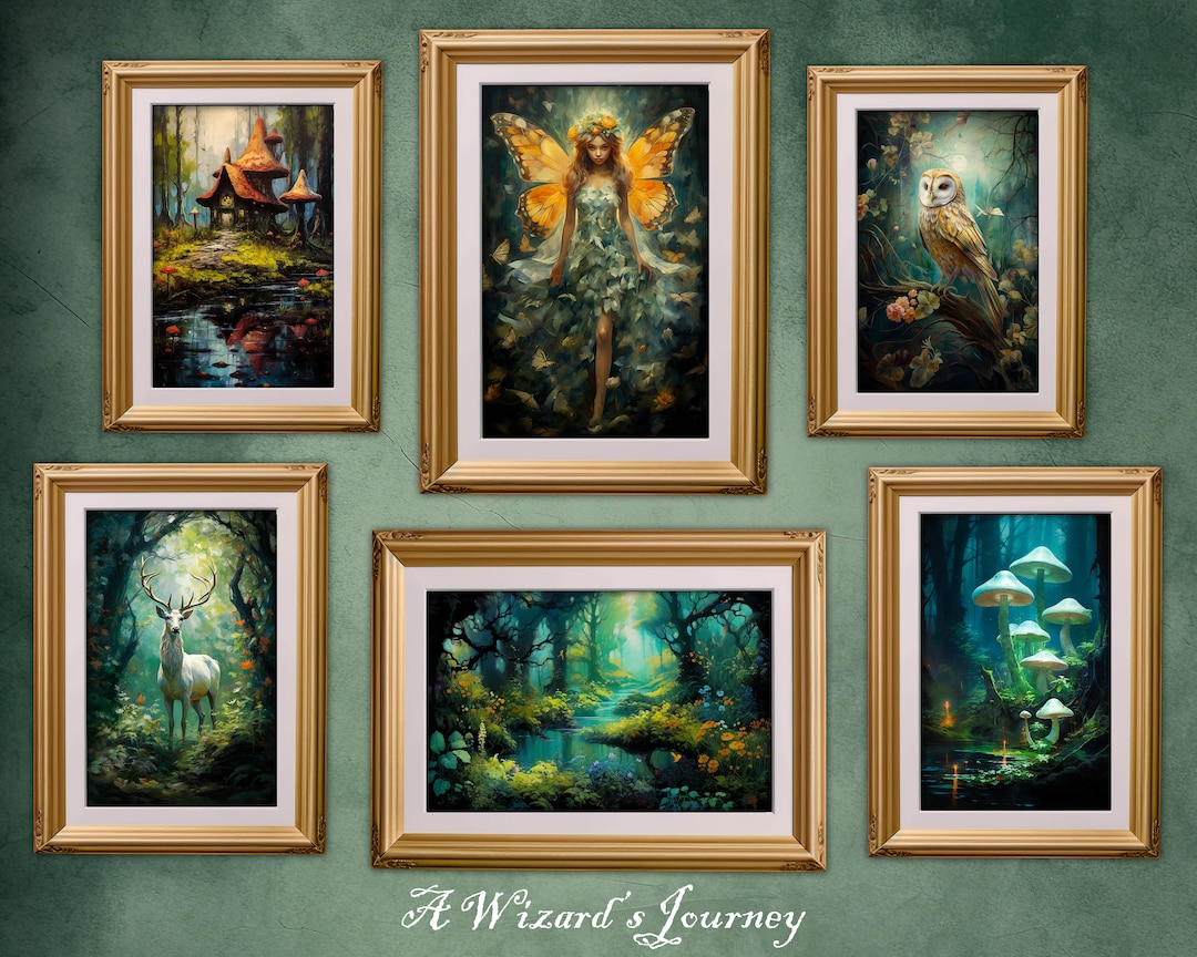 Enchanted Forest Bundle - Set of 6 Cottagecore Prints - Moody Botanical Printable Gallery Wall ...