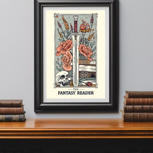 The Fantasy Reader Tarot Card Print, Bookish Artwork, Earthy Boho Set ...