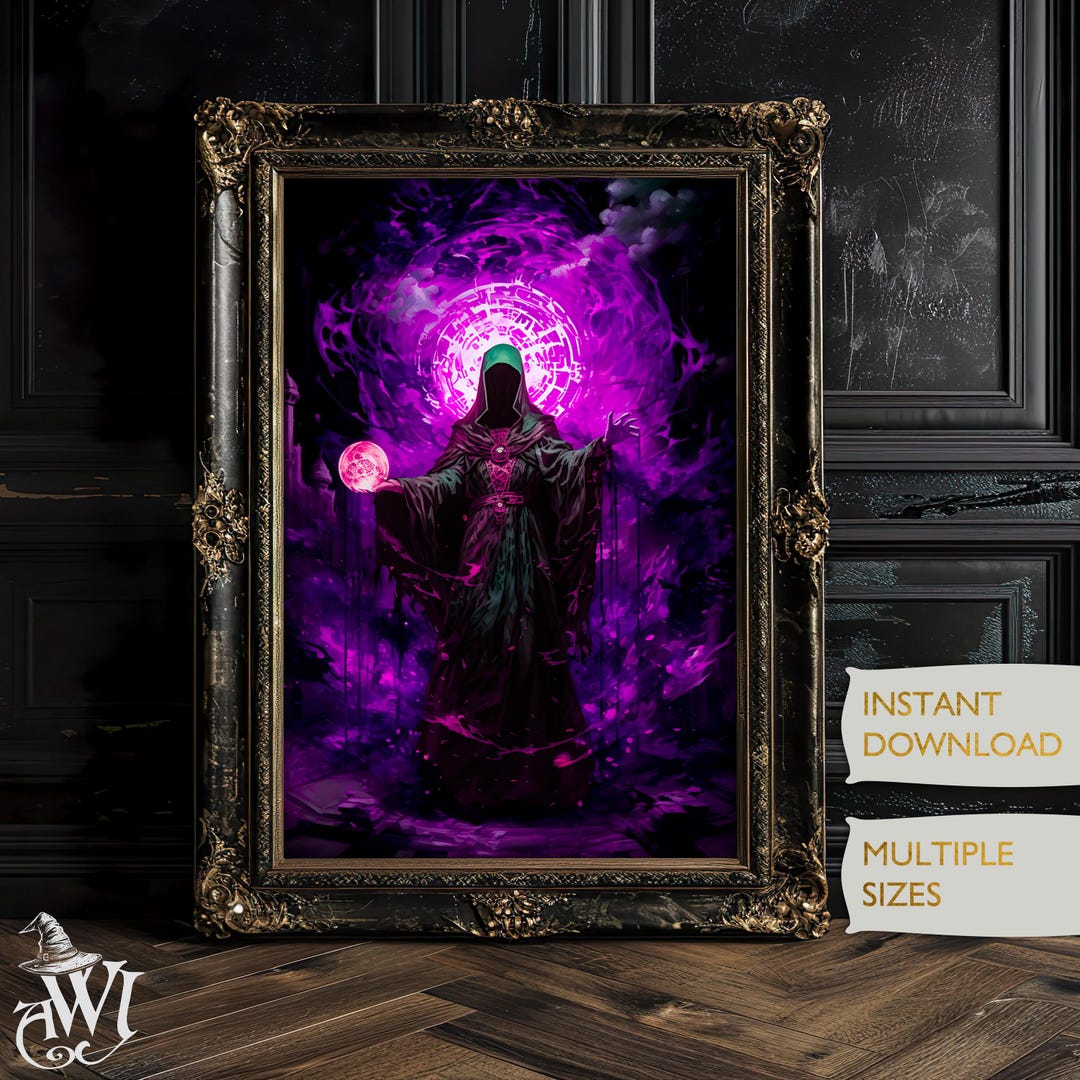 Powerful Warlock Fantasy Art Character Portrait Vintage Oil Painting ...