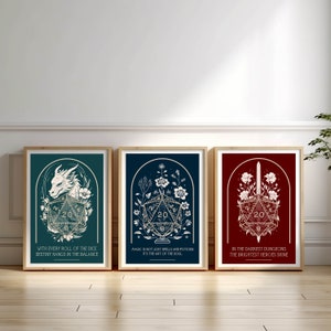 Dnd Artwork Bundle, Set of 3, Minimal Fantasy Gallery Wall, Gaming Room ...