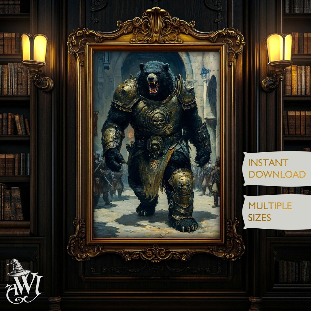 Gigantic Bear Animal Warrior Druid Art Fantasy Spirit Mythical Wall ...