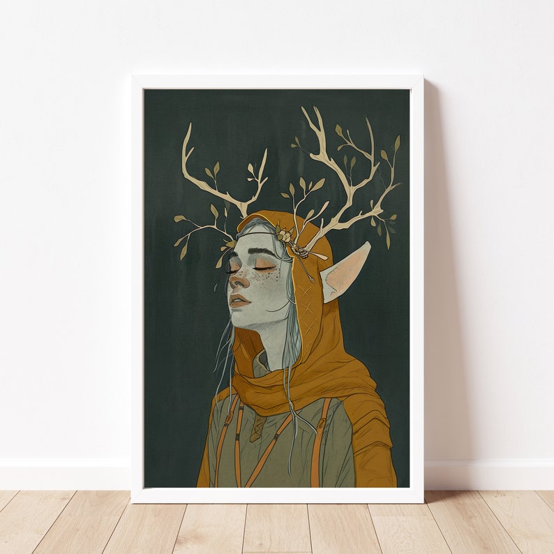 Druid Portrait, Fantasy Art, Printable Wall Art Abstract Boho Art Print ...