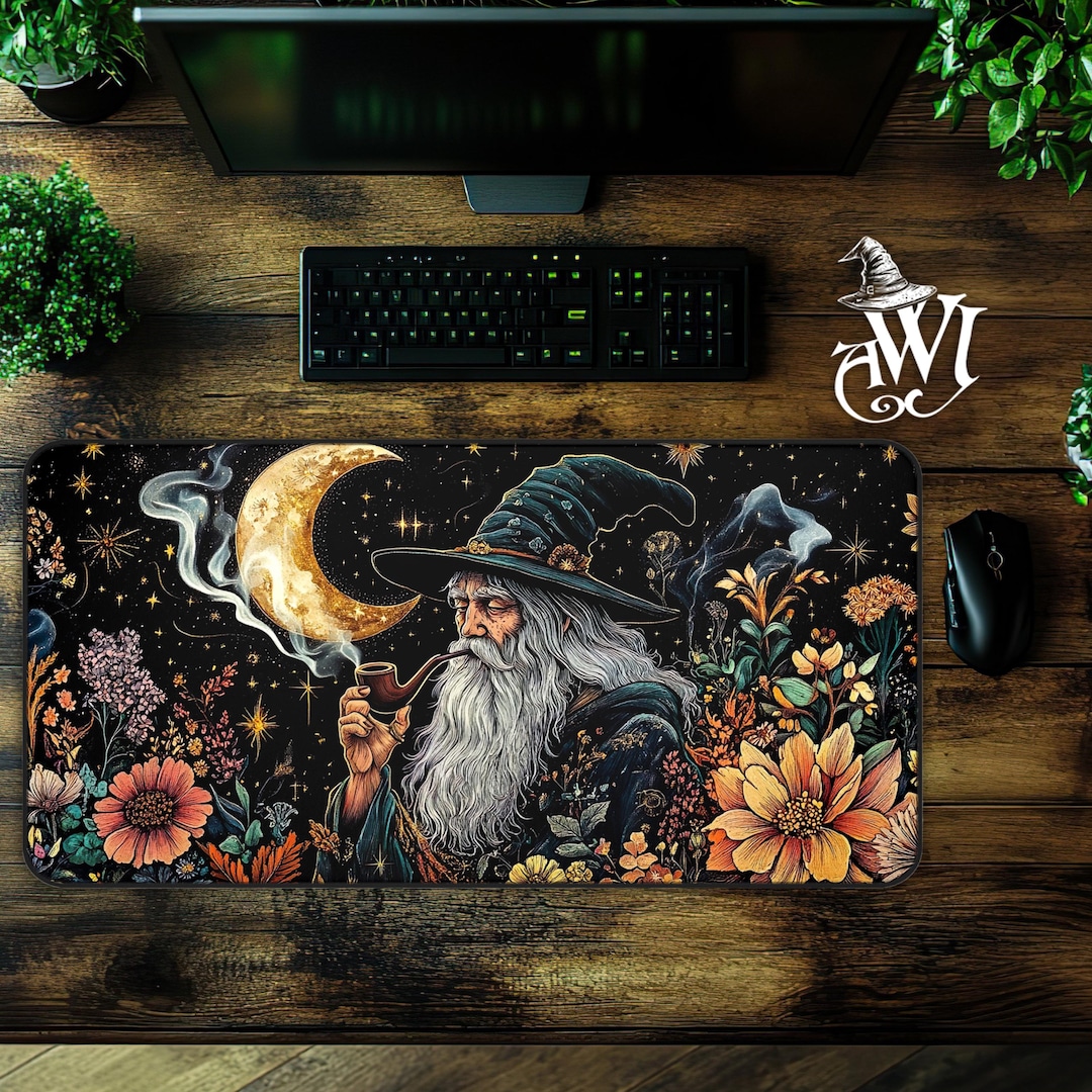 Medieval Fantasy Wizard Desk Mat Tapestry Style Mousepad Mythical ...