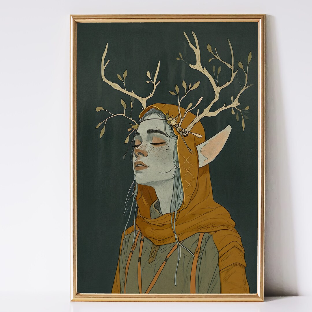 Druid Portrait, Fantasy Art, Printable Wall Art Abstract Boho Art Print ...
