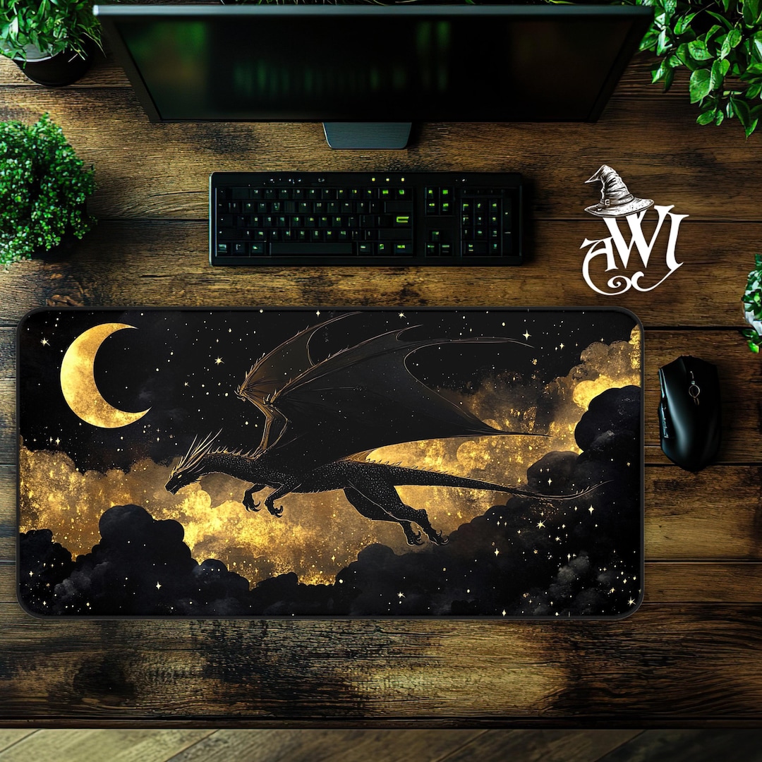 Celestial Shadow Dragon Desk Mat Mythical Celestial Creature Fantasy ...