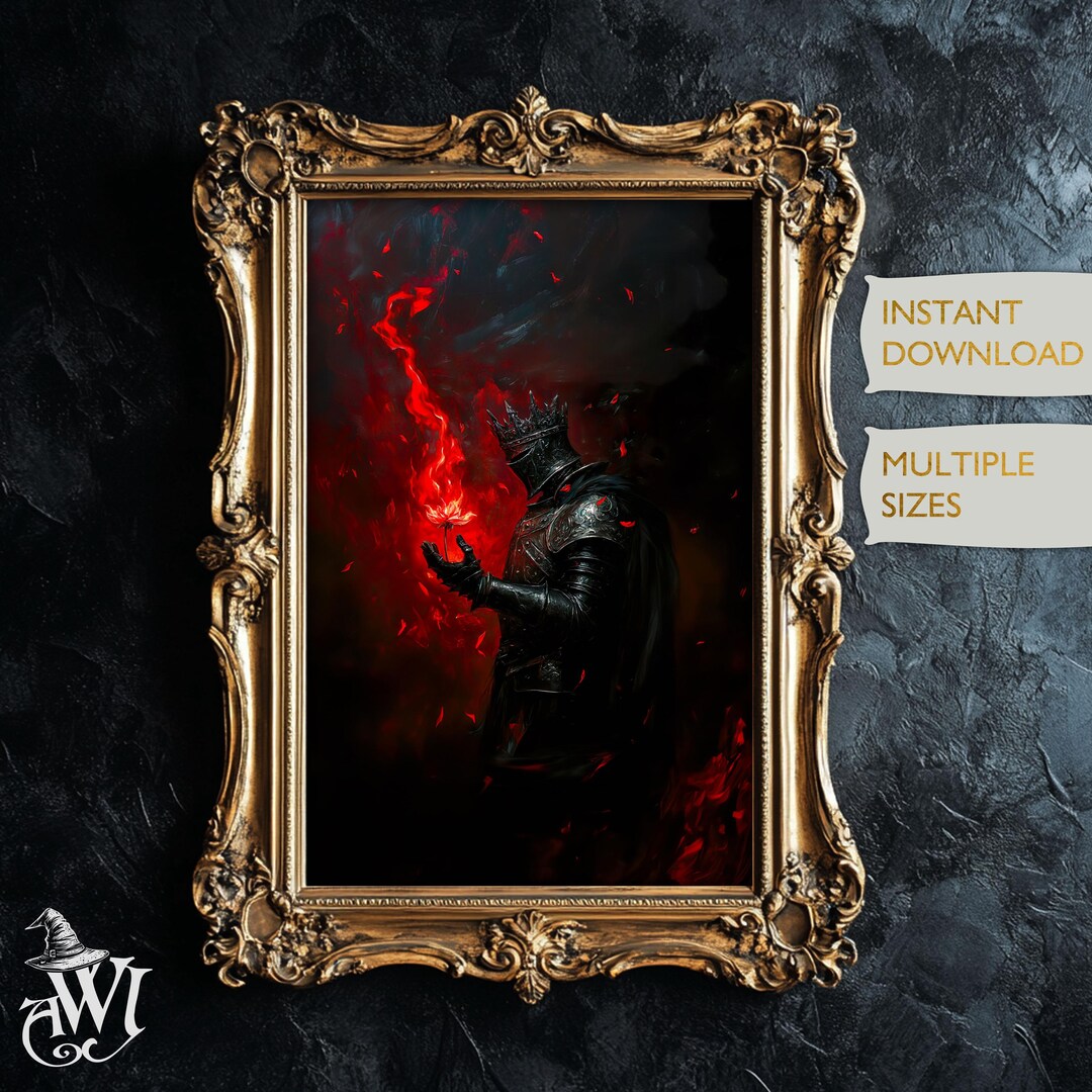 Dark Floral Paladin Knight King Fantasy Art Mythical Decor Magical ...