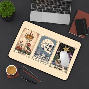 Tarot Cards Desk Mat, the Sun the Moon the Star, Earthy Boho Mouse Pad ...