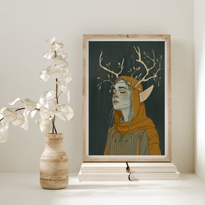 Druid Portrait, Fantasy Art, Printable Wall Art Abstract Boho Art Print ...