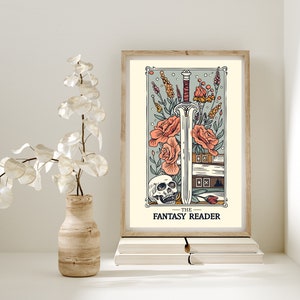 The Fantasy Reader Tarot Card Print, Bookish Artwork, Earthy Boho Set ...